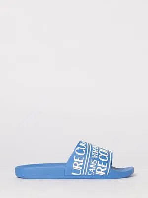 Versace Logo Print Rubber Sliders - Blue