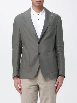 MANUEL RITZ Single Breasted Linen Blazer - Green