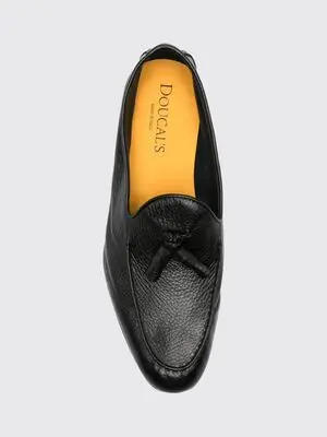 DOUCAL'S Hammered Leather Loafer With Tassels - Black