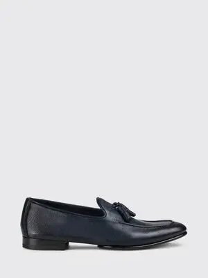DOUCAL'S Hammered Leather Loafer With Tassels - Blue