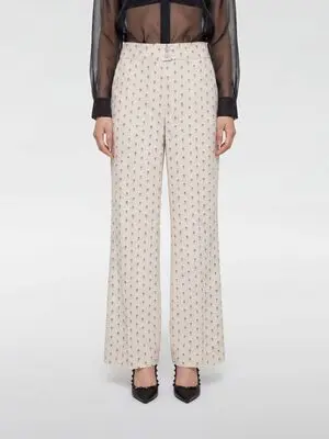 Valentino Garavani Geometric Cotton Blend Palazzo Trousers - Ivory