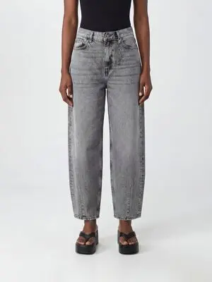 Liu Jo High-waisted Wide Leg Five-pocket Jeans In Cotton Denim - Grey