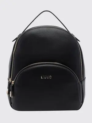 Liu Jo Polyester Backpack With Metallic Logo And Adjustable Shoulder Straps - Black