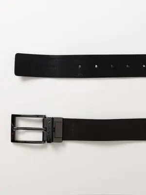 Emporio Armani Leather Belt With Pin Buckle - Black