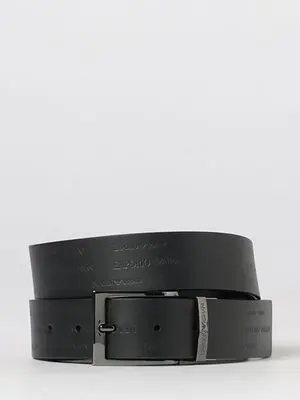 Emporio Armani Embossed Logo Leather Belt - Black