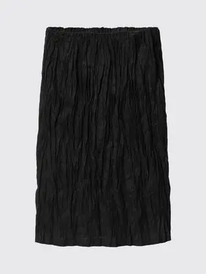 TOTEME High-waisted Crinkled Linen Midi Pencil Skirt - Black
