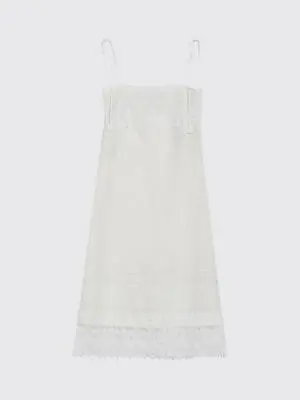 Valentino Garavani Linen And Lace Midi Slip Dress - Ivory