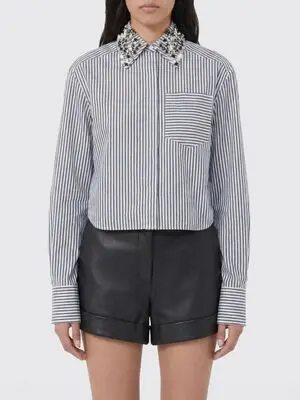 Sportmax Striped Shirt With Jewel Collar - Black