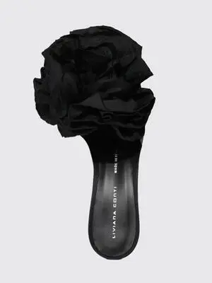 Liviana Conti Wanda Satin Mules With Floral Appliqu