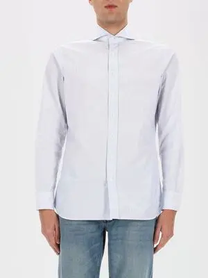 LARDINI Striped Cotton Casual Shirt - Gnawed Blue