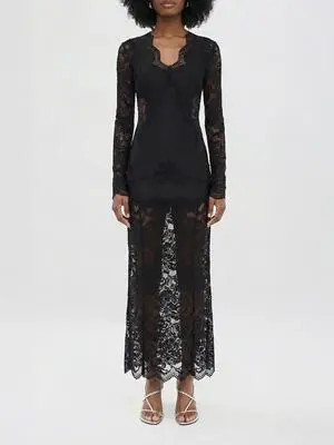 Rabanne Long Sleeve Lace Maxi Dress - Black