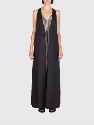 ALYSI Long Viscose And Silk Blend Dress - Black