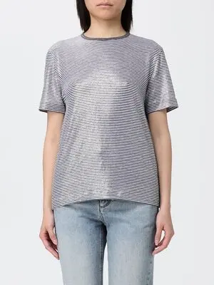 Brunello Cucinelli Striped Linen T-shirt - Blue