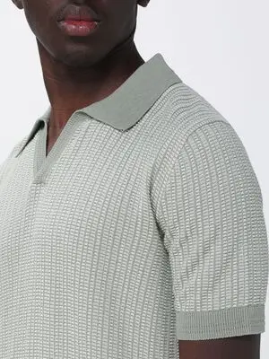 Hugo Cotton And Linen Knit Polo Shirt - Green