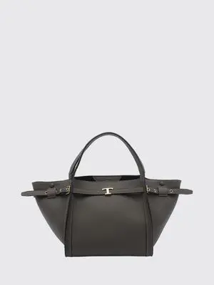 TOD'S Tod's Leather Handbag With Gold Tone T Hardware Grey