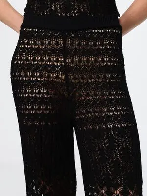 SEMICOUTURE Crocheted Wide-leg Trousers - Black