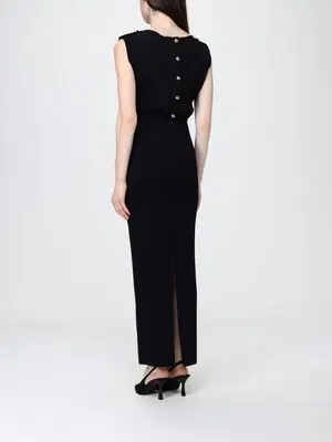 Elisabetta Franchi Long Sleeveless Crêpe Dress - Black