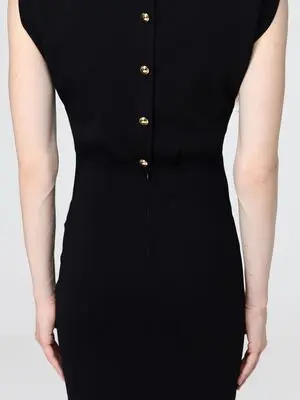 Elisabetta Franchi Long Sleeveless Crêpe Dress - Black
