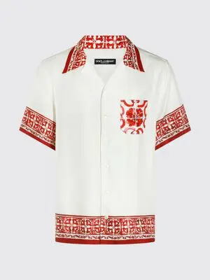 Dolce & Gabbana Short-sleeve Silk Bowling Shirt With Majolica Print - Red