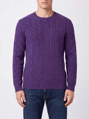 Polo Ralph Lauren Wool And Cashmere Crewneck Sweater With Embroidered Pony - Violet