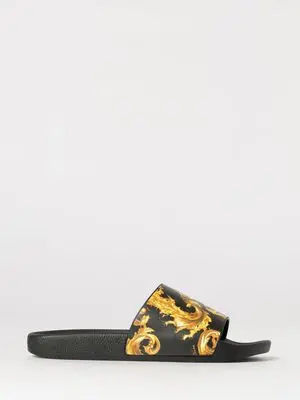 Versace Baroque Print Rubber Sliders - Black