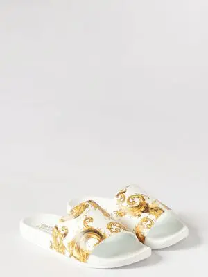 Versace Baroque Print Rubber Sliders - White