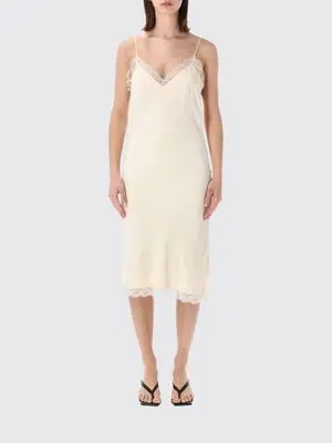RÓHE Silk Blend Slip Dress With Lace Inserts - Beige
