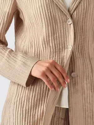 Emporio Armani Pleated Blazer In Lyocell Blend - Beige