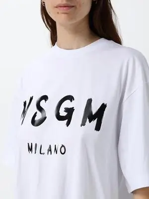 MSGM Logo Cotton T-shirt Dress - White