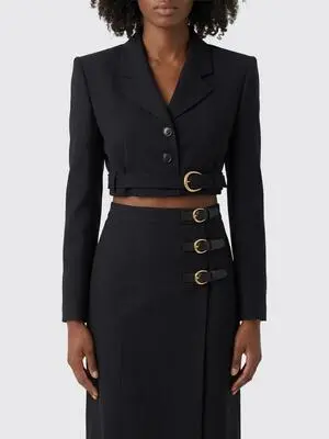Chloé Cropped Buckle Blazer In Virgin Wool - Black
