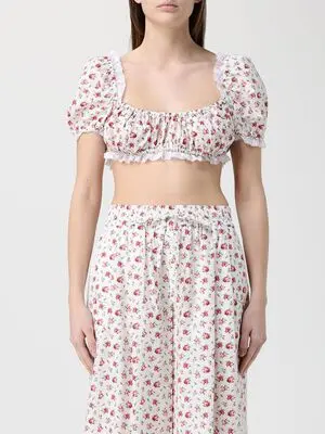 Dolce & Gabbana Floral Print Puff Sleeve Cropped Top