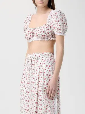 Dolce & Gabbana Floral Print Puff Sleeve Cropped Top
