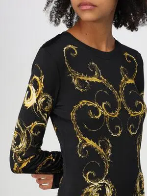 Versace Long Sleeve Printed Midi Dress