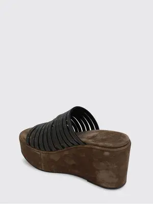 Brunello Cucinelli Suede Wedge Sandal With Monile