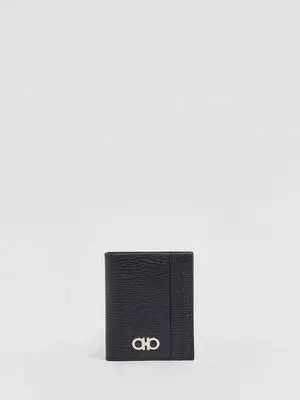 FERRAGAMO Gancini Calfskin Card Holder - Blue
