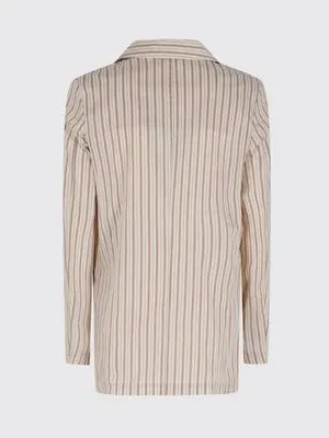 MYTHS Double-breasted Blazer In Striped Lyocell