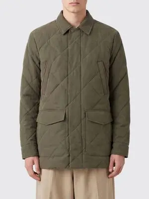 Canali Quilted Padded Technical Fabric Jacket With Classic Collar - Olive