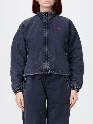 DIESEL® G-leamer Cropped Windbreaker Jacket With High Neck And Embroidered Logo - Black