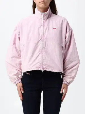 DIESEL® G-leamer Cropped Windbreaker Jacket With High Neck And Embroidered Logo - Pink