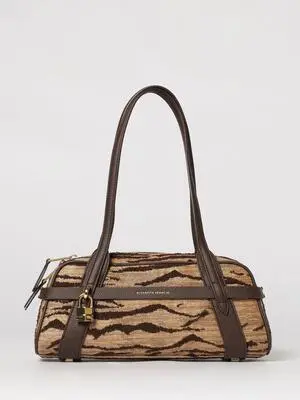 Elisabetta Franchi Tiger Print Top Handle Bag - Camel