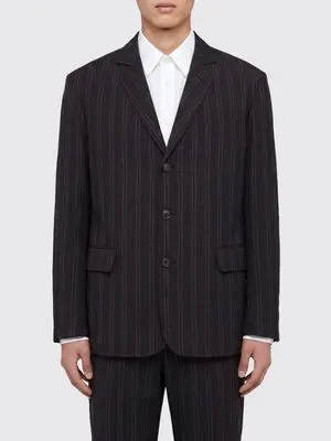 FERRAGAMO Pinstriped Linen Blend Single-breasted Blazer - Navy
