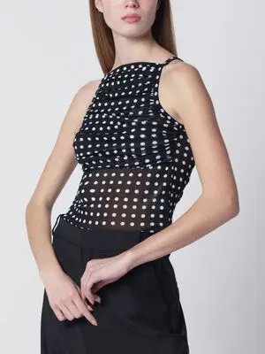 PATOU Ruched Polka Dot Viscose Top