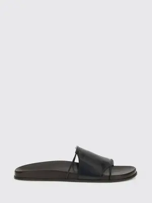 THE ROW Vivienne Leather Sliders - Black