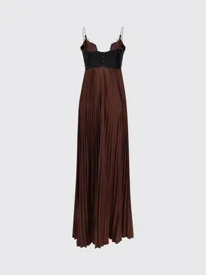 SELF-PORTRAIT Pleated Crêpe Maxi Dress With Lace Inserts