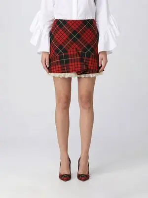 Alexander McQueen Tartan Wool Blend Mini Skirt