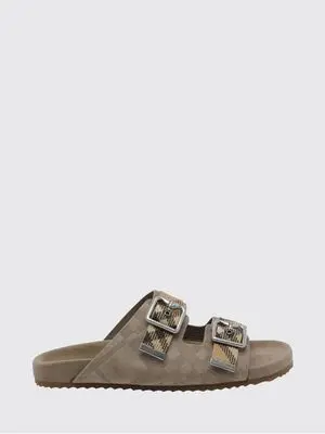 Burberry Urchin Check Embossed Suede Sandals - Beige