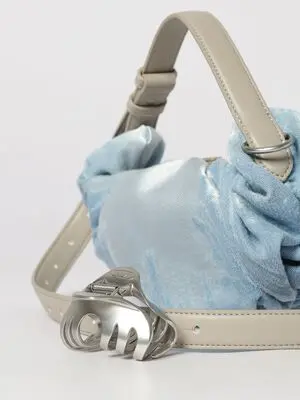 DIESEL® Grabd Hobo Bag In Recycled Denim And Satin - Blue