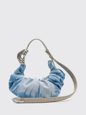 DIESEL® Grabd Hobo Bag In Recycled Denim And Satin - Blue