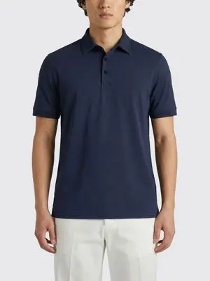 ZANONE Basic Cotton Polo Shirt Blue