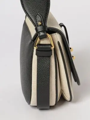 COCCINELLE Mavery Mini Handbag In Canvas And Grained Leather - Black